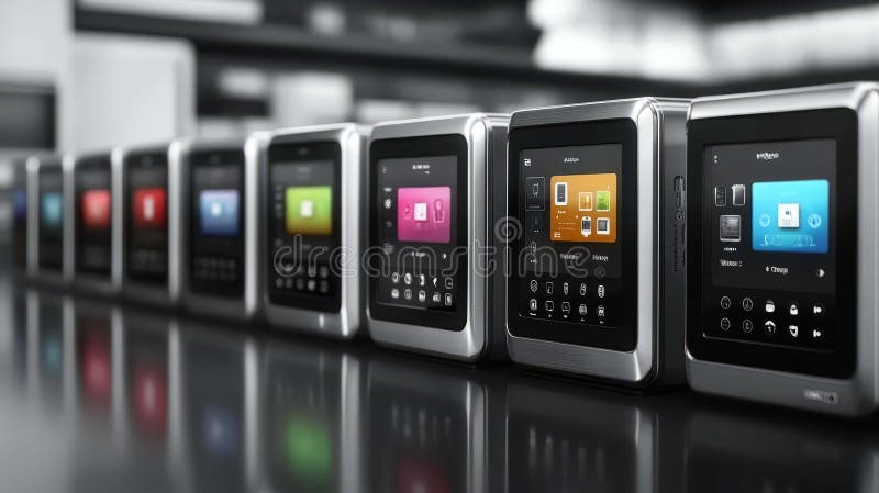 Modern Devices Lined Up Showcasing Vibrant Touchscreens and Sleek ...