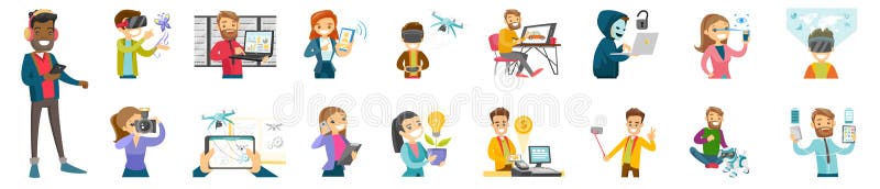 Modern Devices and Technology Use. Stock Vector - Illustration of ...