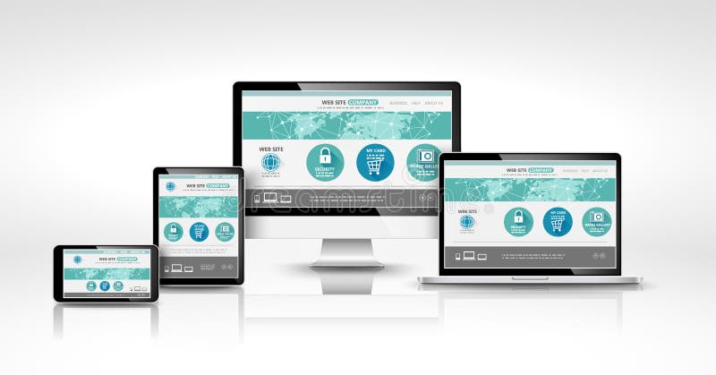 Flat Responsive Web Design Concept Website Development Devices Stock ...