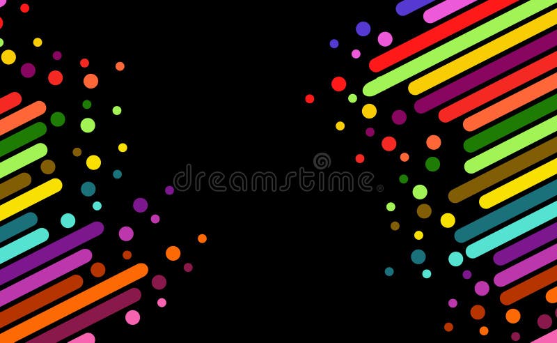 Modern Diagonal Rounded Lines, Stripes, Bars Colorful Backdrop on Black ...