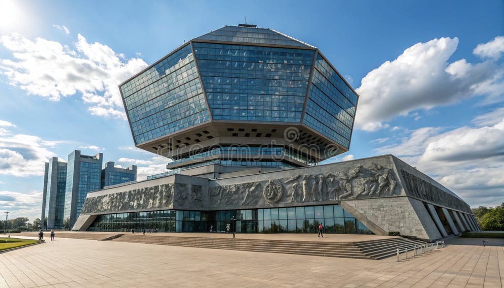 Modern Diamond-Shaped Library Building with Sculptural Facade Stock ...