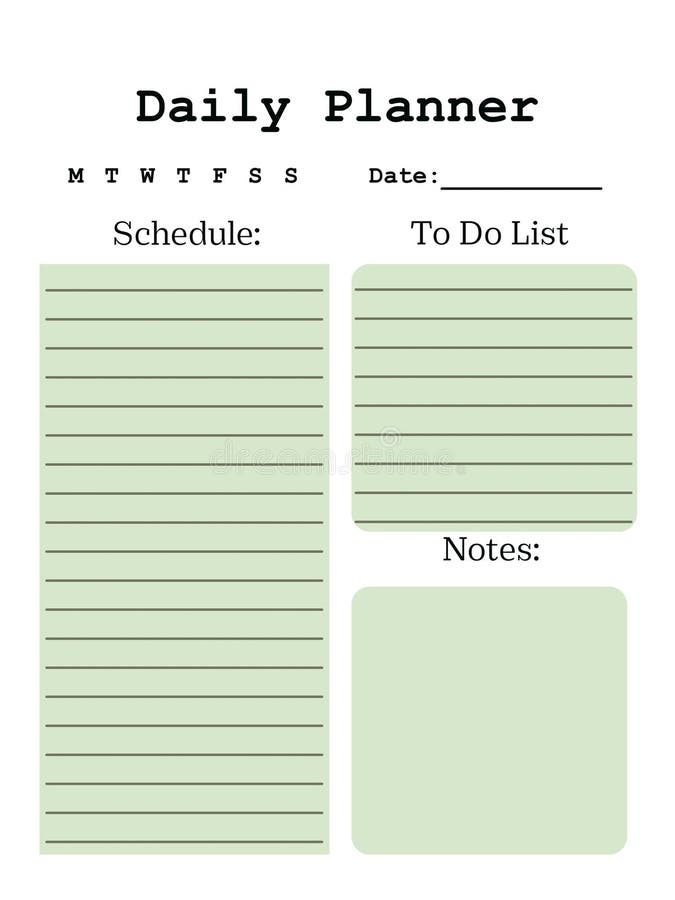 A Modern Diary with Delicate, Pastel, Green Elements. Stock Vector ...