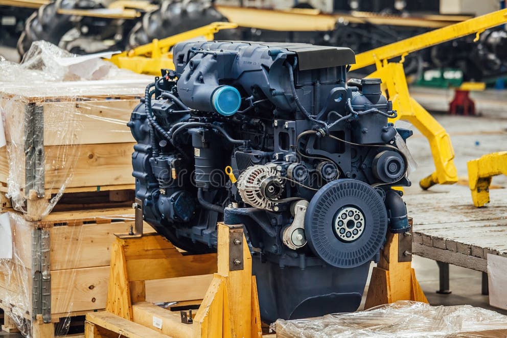 Modern Diesel Engine for Assembling of Machinery in the Workshop Stock ...