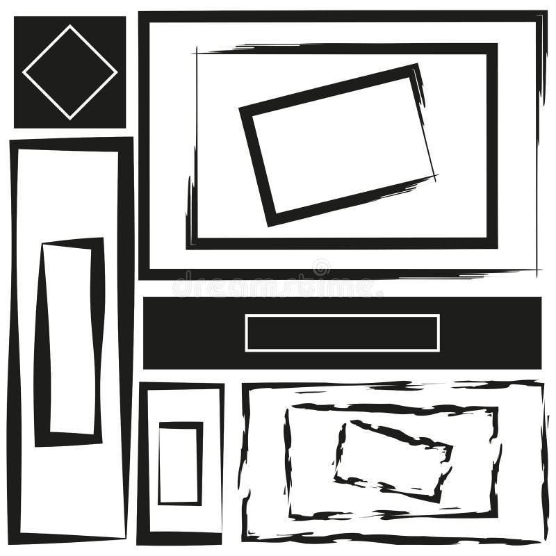 Modern Different Rectangles. Line Art. Brush Texture. Vector ...