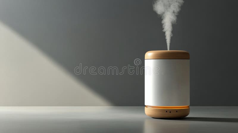 Modern Diffuser Emits Gentle Steam in a Minimalist Indoor Space with ...