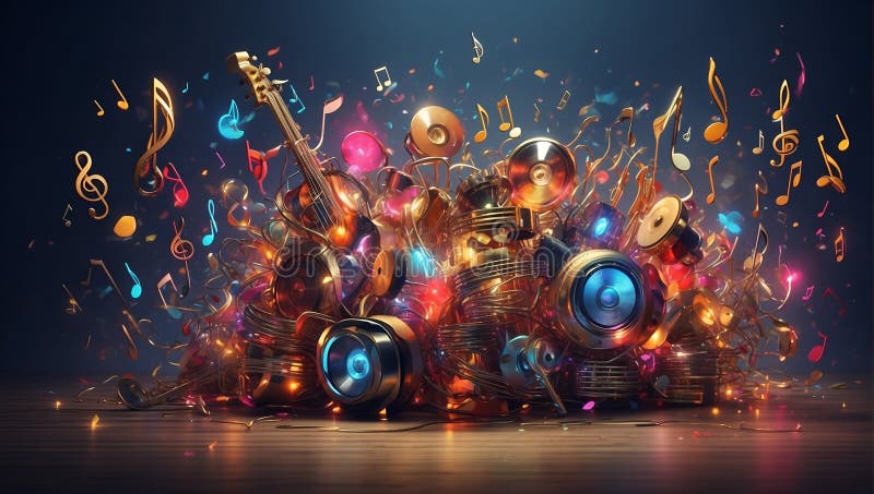 Modern Digital Abstract Art of Music Wallpaper Stock Illustration ...