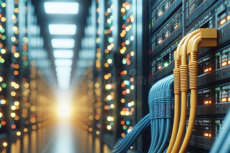 Internet Cable Network Hub Data Cable Data Library Bokeh Effect ...