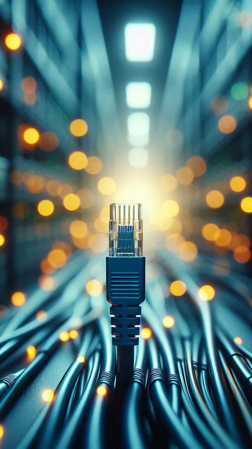 Internet Cable Network Hub Data Cable Data Library Bokeh Effect ...