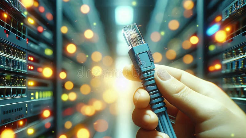 Internet Cable Network Hub Data Cable Data Library Bokeh Effect ...