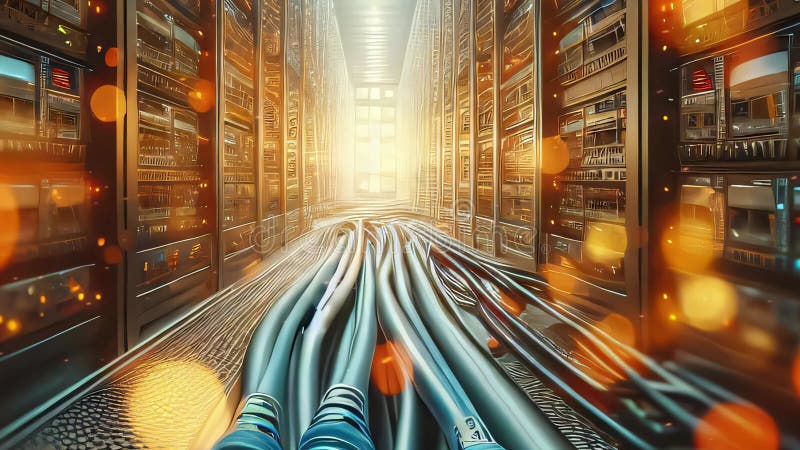 Internet Cable Network Hub Data Cable Data Library Bokeh Effect ...