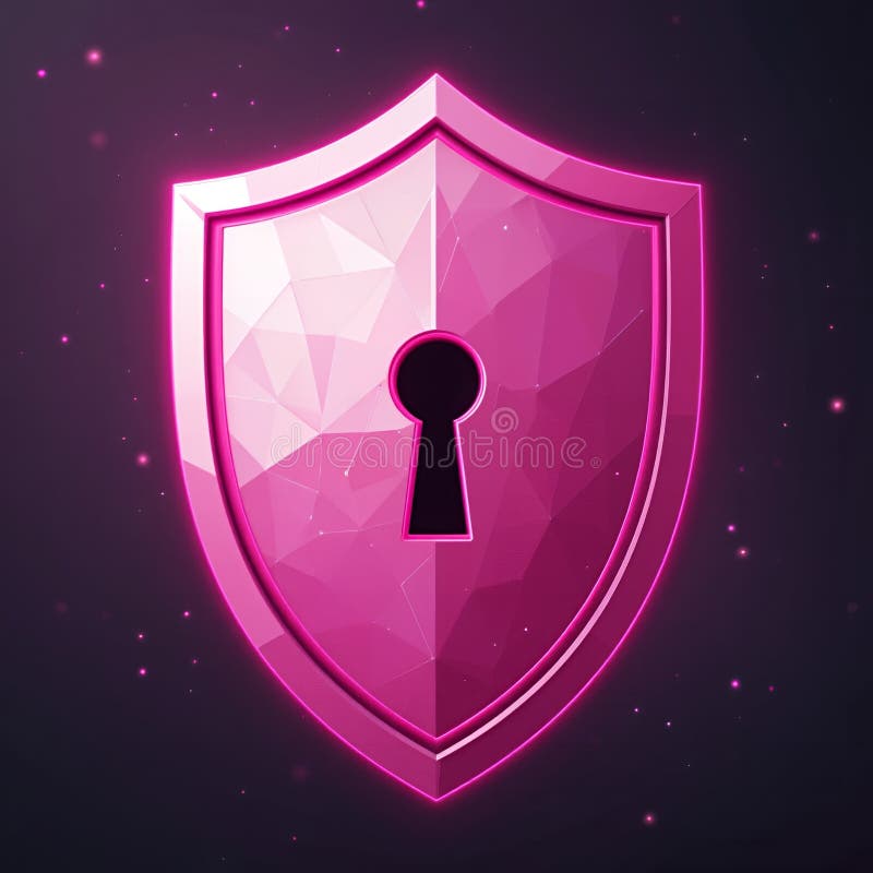A Modern Digital Artwork of a Pink Shield Featuring a Keyhole Stock ...