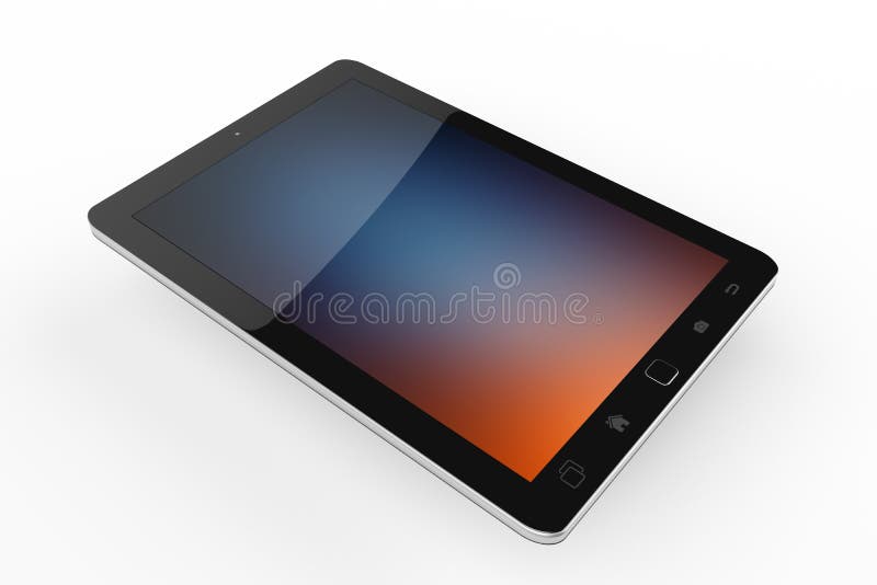 Modern Digital Black Tablet on White Background 3D Rendering Stock ...