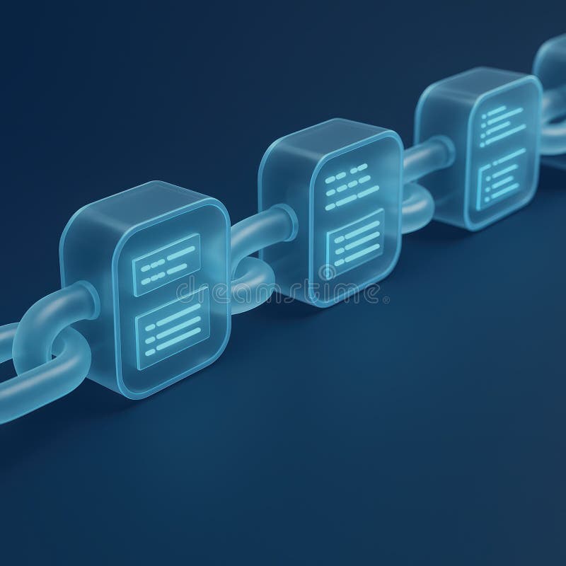 Modern Digital Blockchain Illustration with Transparent Links and Data ...