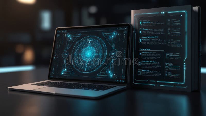 Modern Digital Book for Learning in Digital Futuristic Style Stock ...