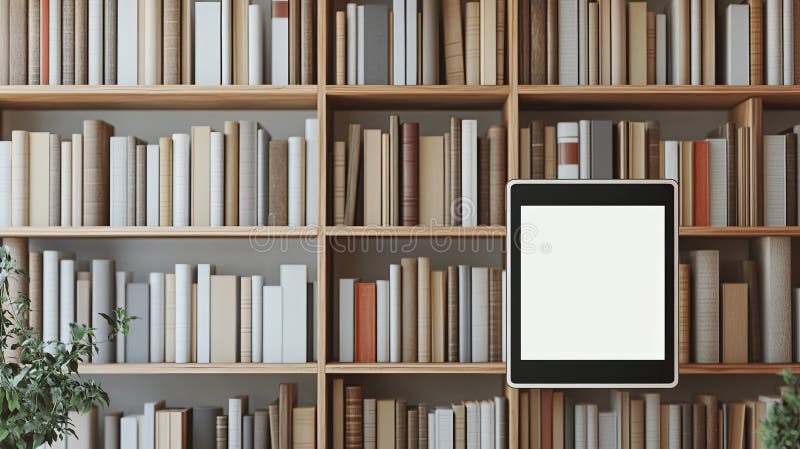 A Modern Digital Bookshelf Showcasing E-books with Minimalist Cover ...