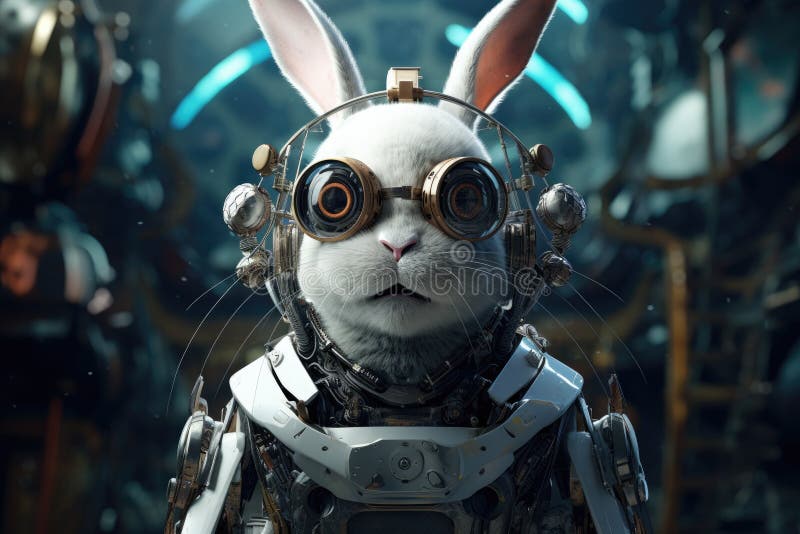 Modern Digital Bunny Robot Pet Technology AI Generated Stock ...