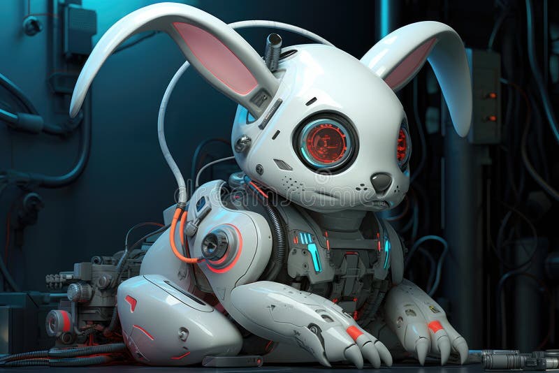 Modern Digital Bunny Robot Pet Technology AI Generated Stock ...