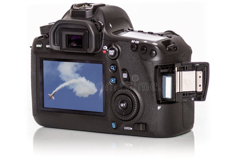 Modern Digital Camera from Back, Isolated on Wh Stock Image - Image of ...