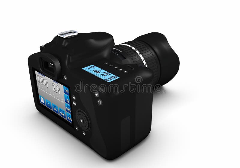 Digital camera with lens stock illustration. Illustration of readout ...