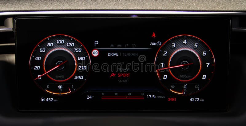 Modern Digital Car Dashboard. Stock Photo - Image of engine, dashboard ...