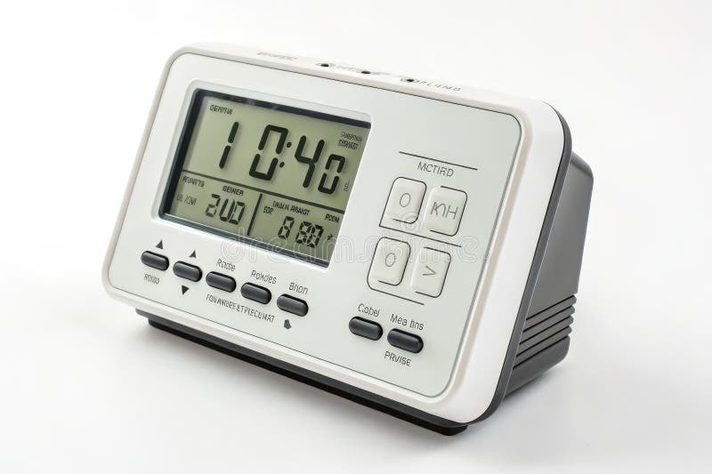 Modern Digital Clock on White Background Stock Image - Image of office ...