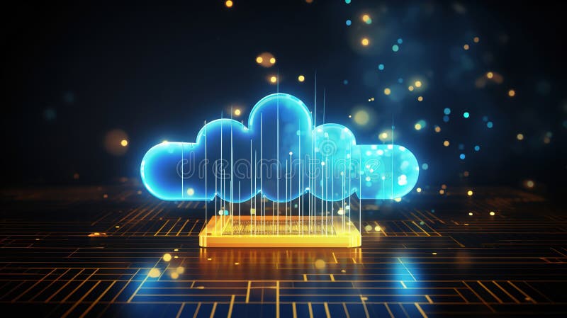 Modern Digital Cloud Concept with Vibrant Hologram and Code Background ...