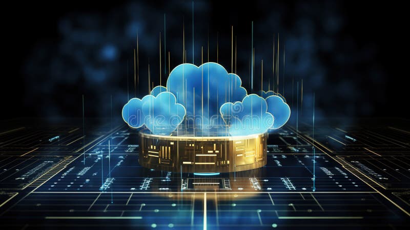 Modern Digital Cloud Concept with Vibrant Hologram and Code Background ...