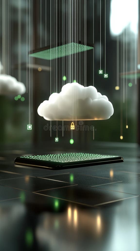 Modern Digital Cloud Technology Showcasing Data Storage and Security ...