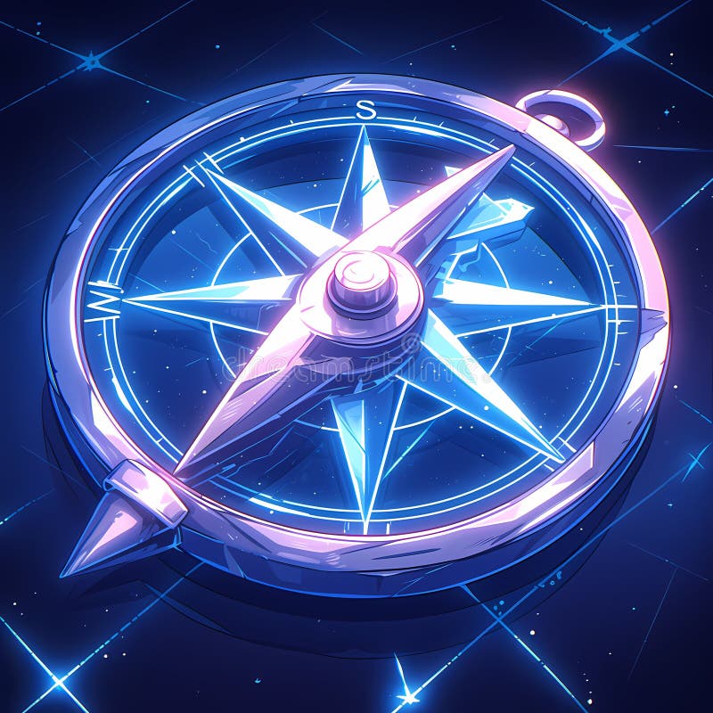 Modern Digital Compass Rose Icon for Navigation Apps Stock Illustration ...