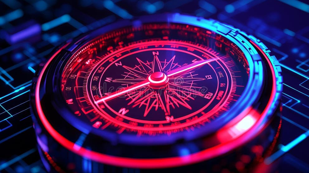 Modern Digital Compass with Tech Background Stock Illustration ...