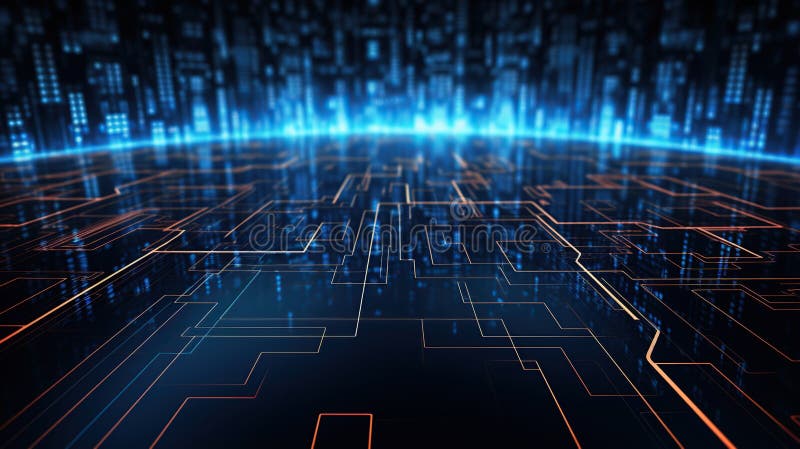 Modern Digital Computer Circuit Technology Data. AI Generated Stock ...
