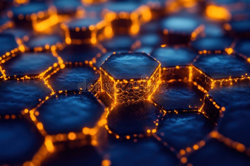 A Modern Digital Concept of Interlinked Hexagons with Glowing Edges ...
