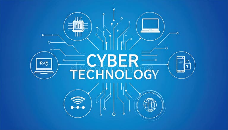 Modern Digital Cyber Technology Concept with Interconnected Electronic ...