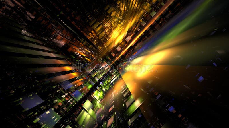 Modern Digital 3d Building of the City of the Future, Bright Glowing ...