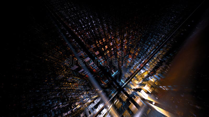 Modern Digital 3d Building of the City of the Future, Bright Glowing ...