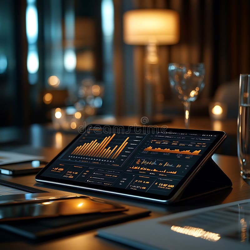 Modern Digital Dashboard on Tablet with Financial Data Analysis Stock ...