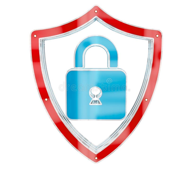 Modern Digital Data Shield Antivirus 3D Rendering Stock Illustration ...