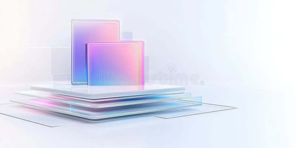 Modern Digital Display with Layered Translucent Panels Stock ...