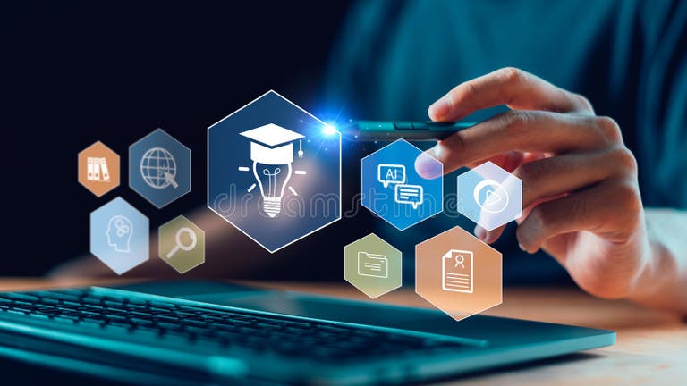 Modern Digital Education Concept with Virtual Interface, AI Tools ...