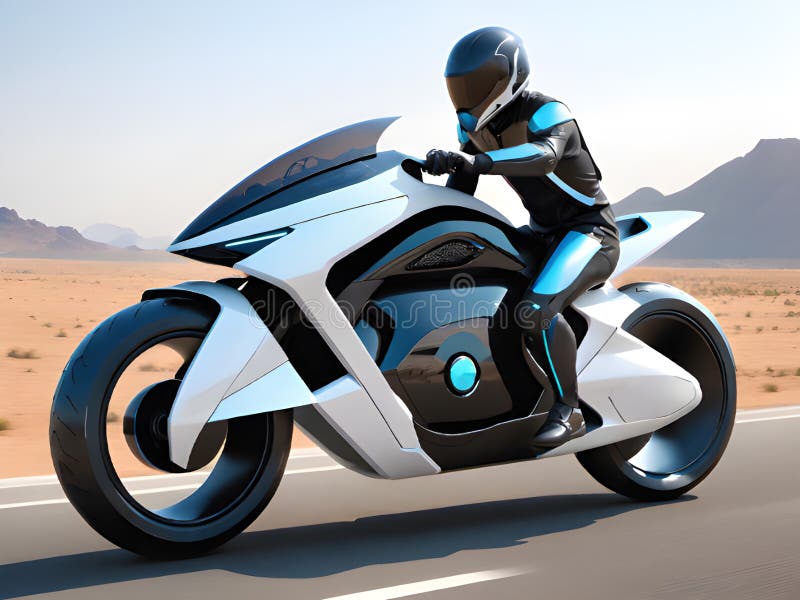 A Modern Digital Electric Motorcycle Stock Illustration - Illustration ...