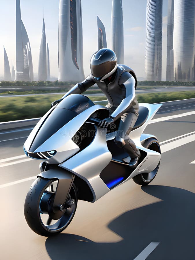 A Modern Digital Electric Motorcycle Stock Illustration - Illustration ...