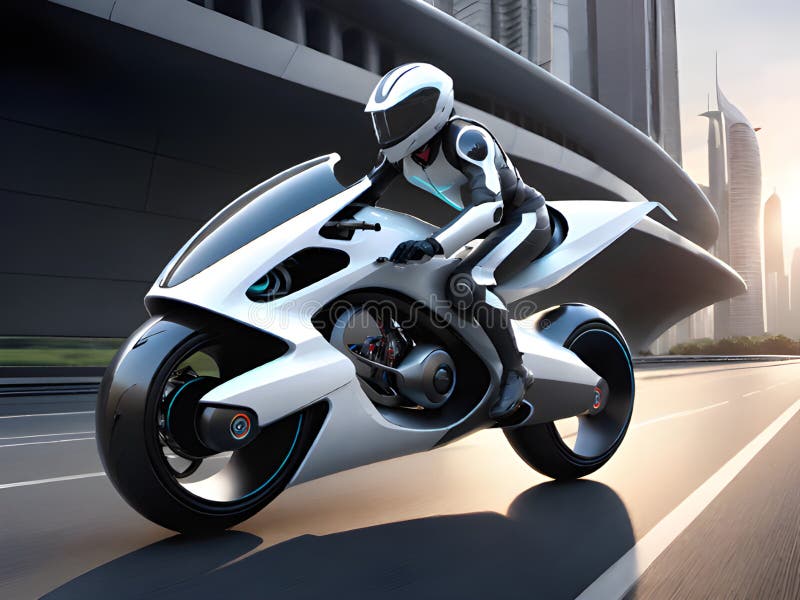 A Modern Digital Electric Motorcycle Stock Illustration - Illustration ...