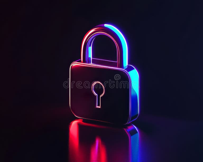 In Modern Digital Environments, a Neon Lock Icon Signifies Security and ...