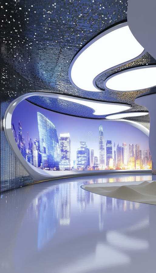 Modern Digital Exhibition Hall Lobby Design Featuring Curved Led Screen ...