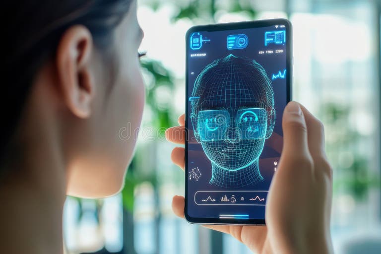 Biometric Face Screen Stock Illustrations – 1,210 Biometric Face Screen ...