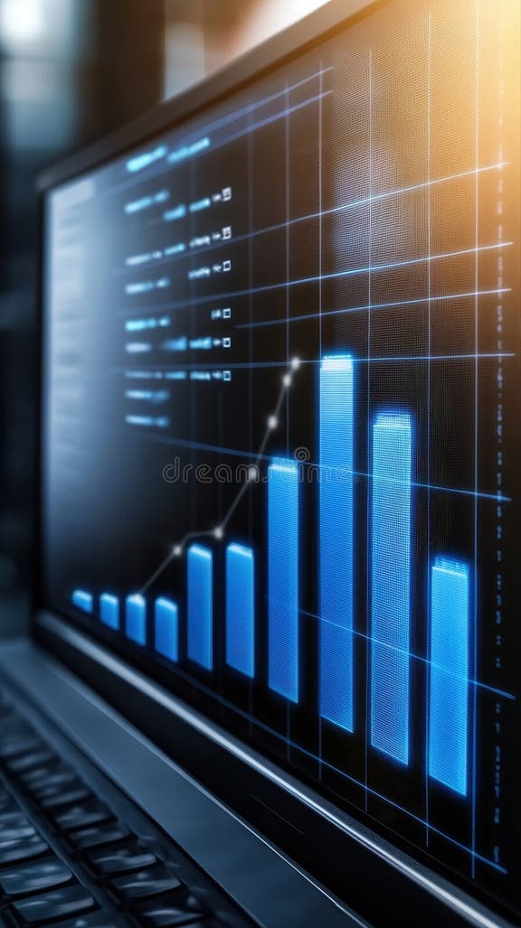 Modern Digital Financial Graph Display on Screen Showing Data Analysis ...