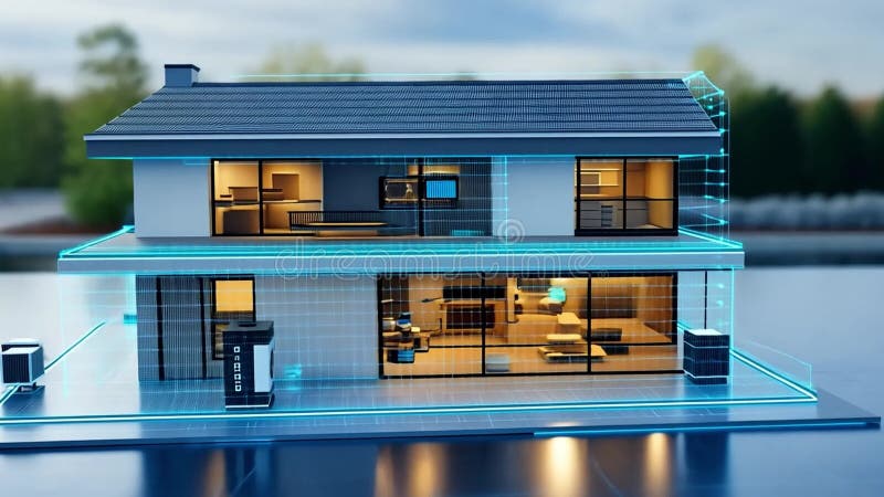 A Modern Digital Home Model Showcasing Smart Technology Integration ...