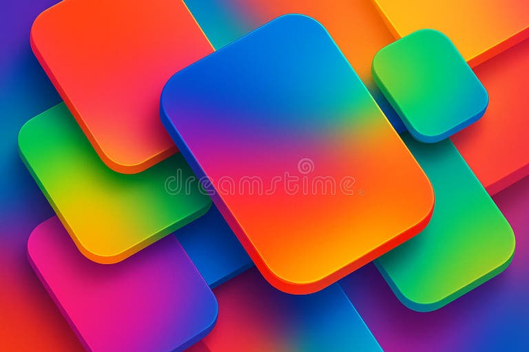 A Modern Digital Illustration Featuring Vibrant, Rounded 3D Rectangular ...