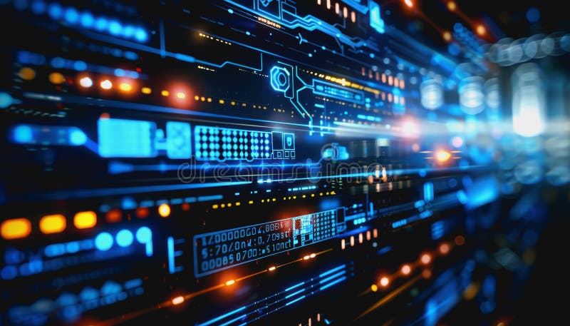 Modern Digital Landscape with Blue Circuits and Interconnected Networks ...