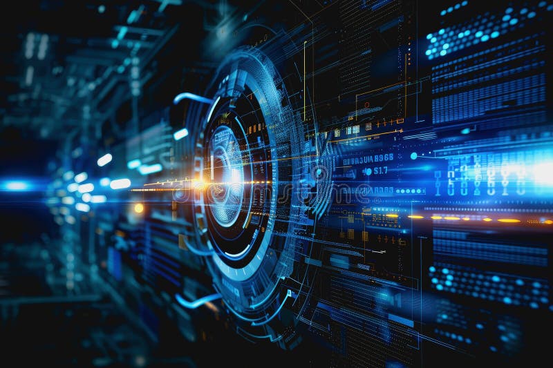 Modern Digital Landscape with Blue Circuits and Interconnected Networks ...